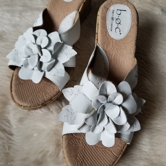 Born Concepts | Shoes | Born Concepts White Leather Flower Wedge ...